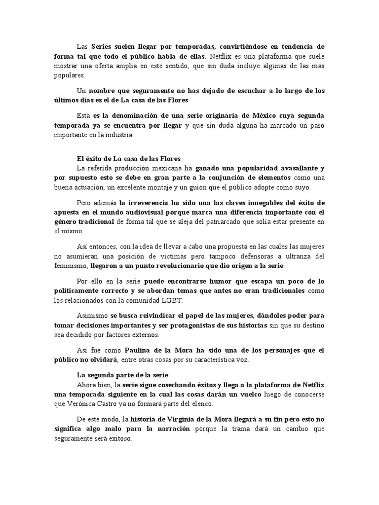 La Casa de las Flores: Éxito y Nueva Temporada | PDF