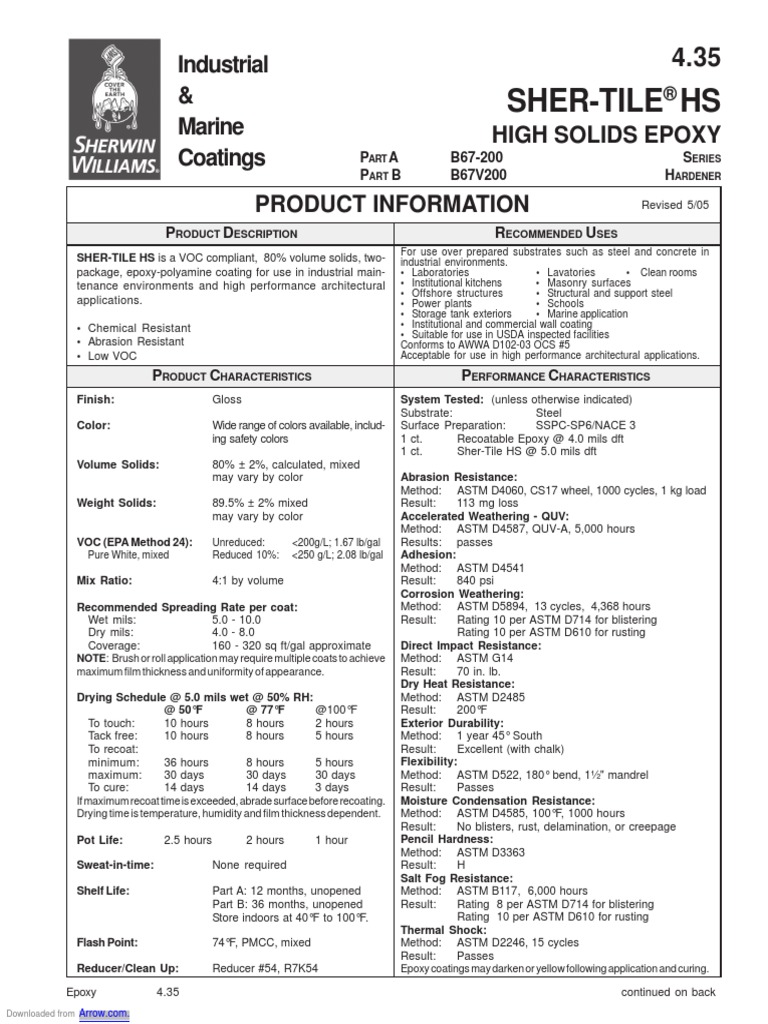 Sher-Tile HS - SHERWIN WILLIAMS | PDF | Epoxy | Rust