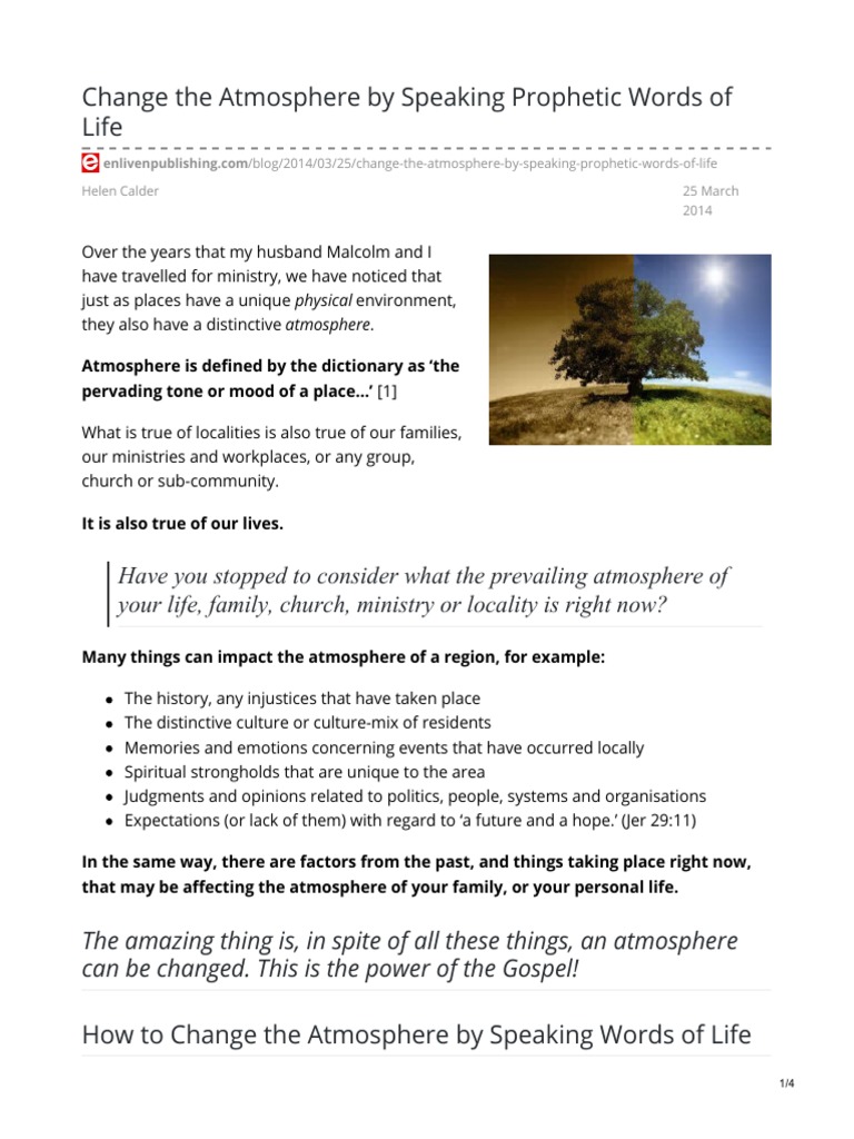 Change The Atmosphere by Speaking Prophetic Words of Life | PDF ...
