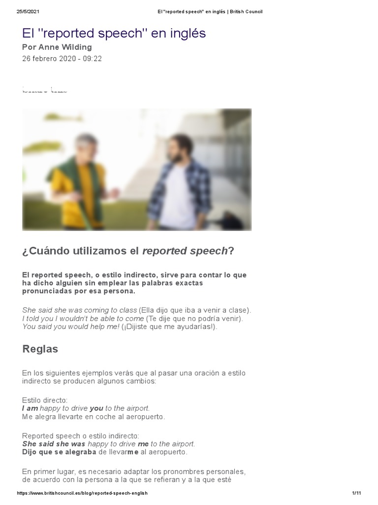 El - Reported Speech - en Inglés - British Council | PDF | Verbo