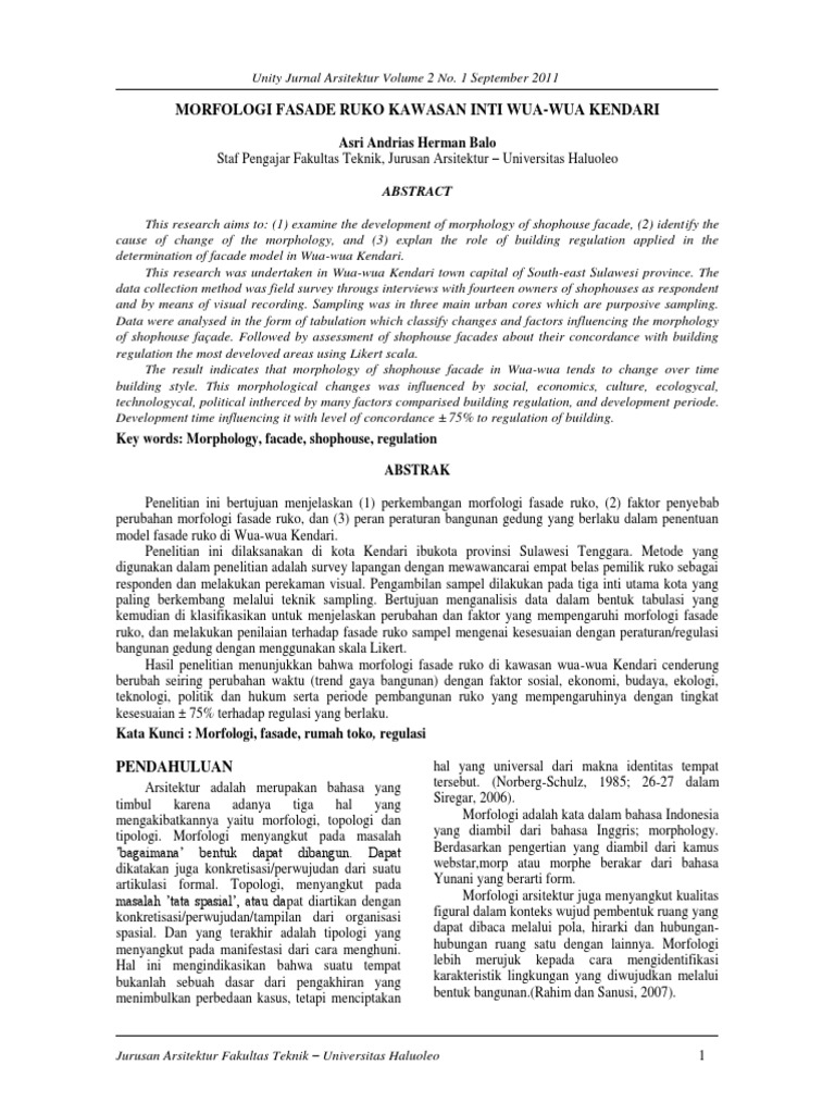 Morfologi Fasade Ruko Kawasan Inti Wua-Wua Kendari: Asri Andrias Herman ...