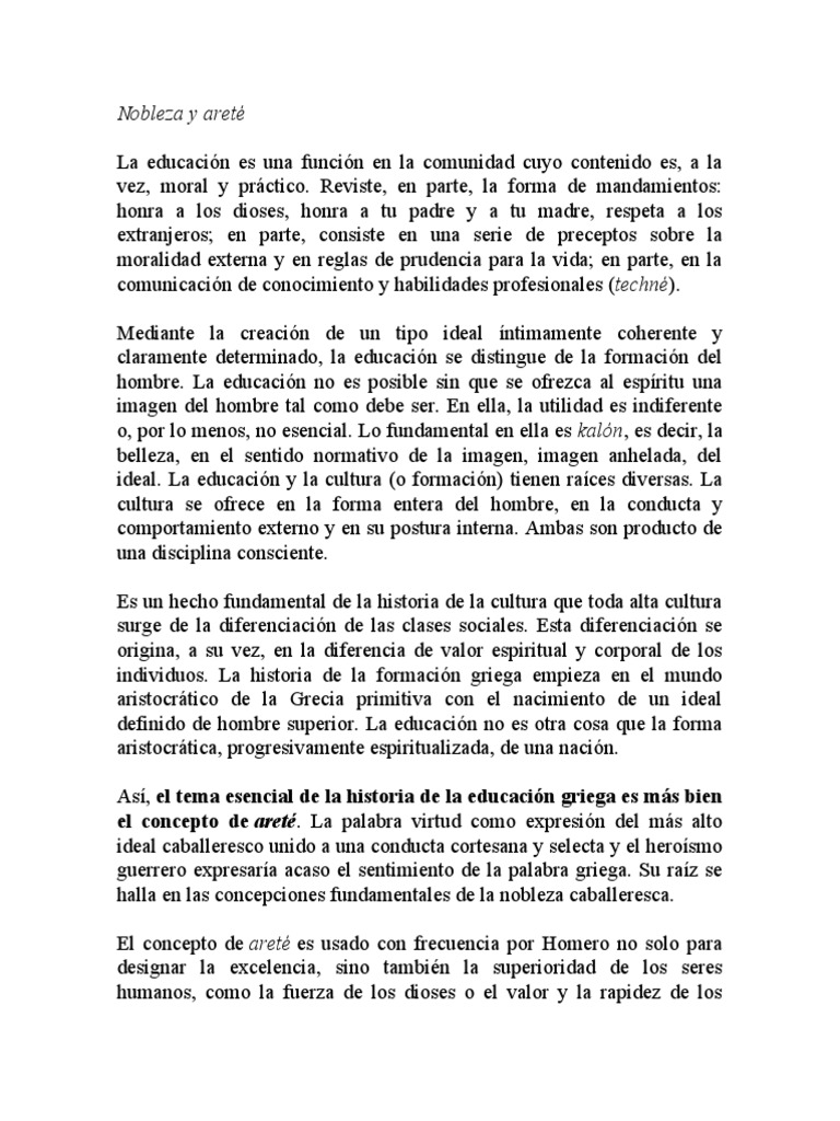 Areté: Virtud y Educación Griega | PDF | Ilíada | Odisea