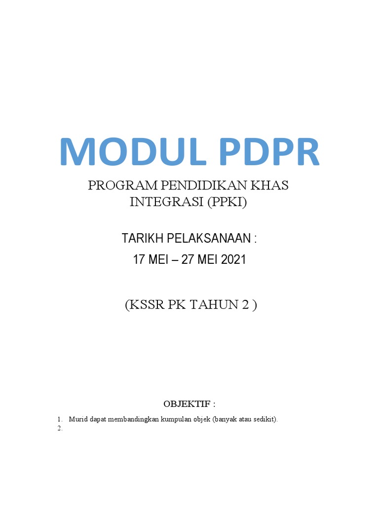 Modul PDPR Matematik Ppki | PDF
