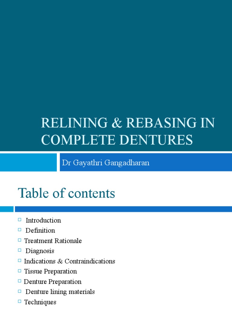 Relining & Rebasing | PDF | Dentures | Polymers