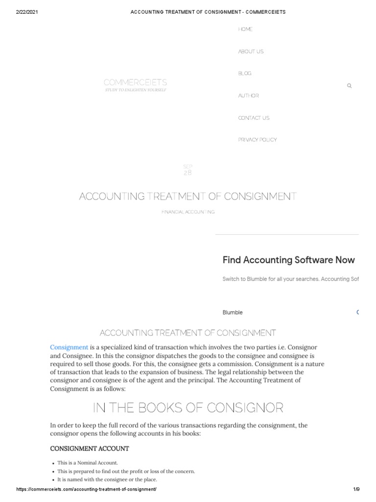 In The Books of Consignor: Accounting Treatment of Consignment | PDF | Debits And Credits | Cost