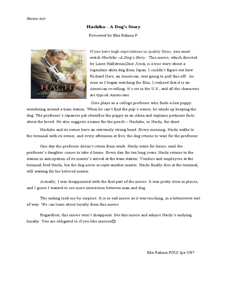 Hachiko: A Dog's Loyalty Reviewed | PDF | Poetry | Classics