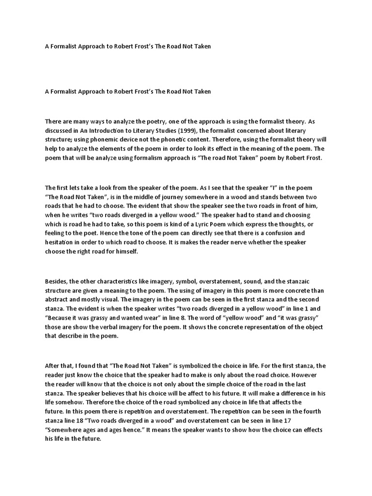 A Formalist Approach To Robert Frost Pdf Poetry Phonetics