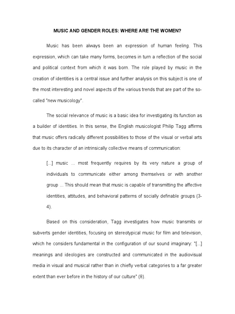 Music and Gender Roles | PDF | Identity (Social Science) | Gender
