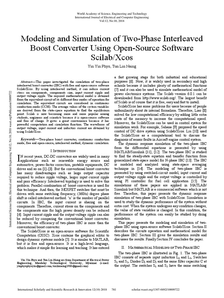 Modeling and Simulation of Two-Phase Interleaved Boost Converter Using Open-Source Software ...