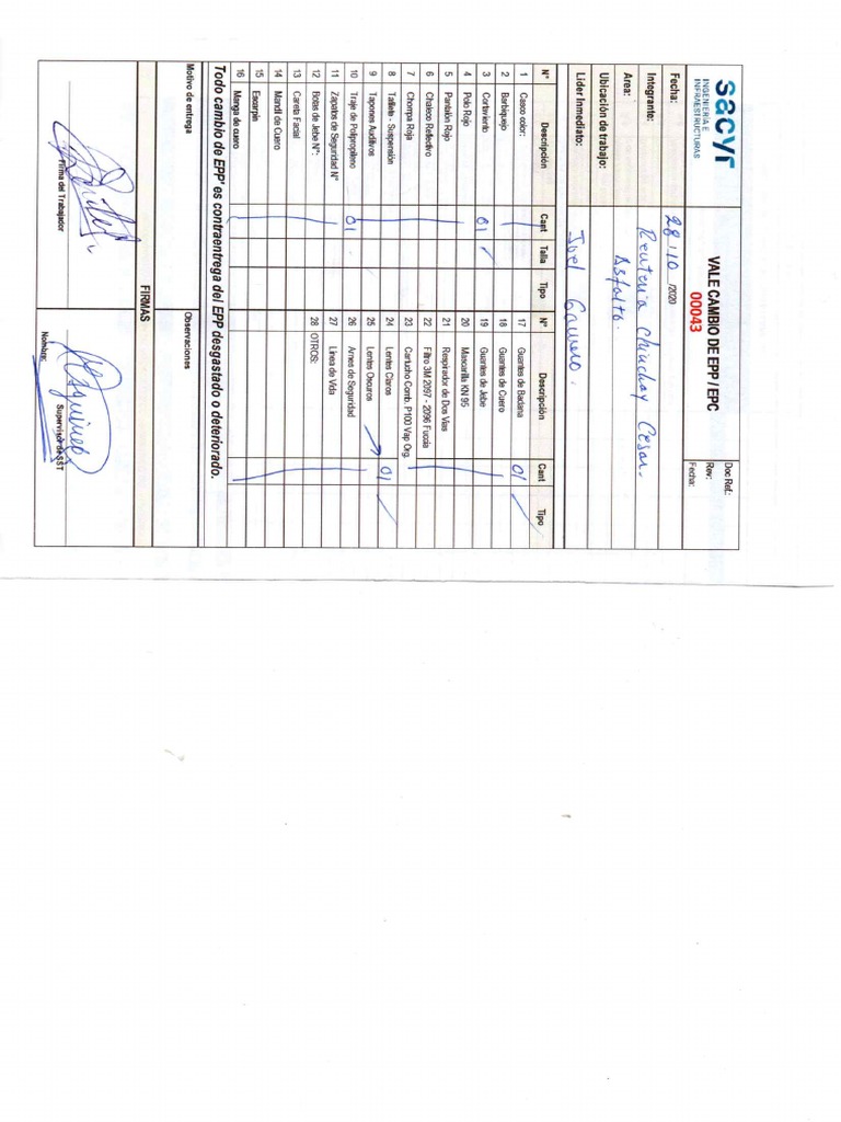 Formato de Vale EPP | PDF