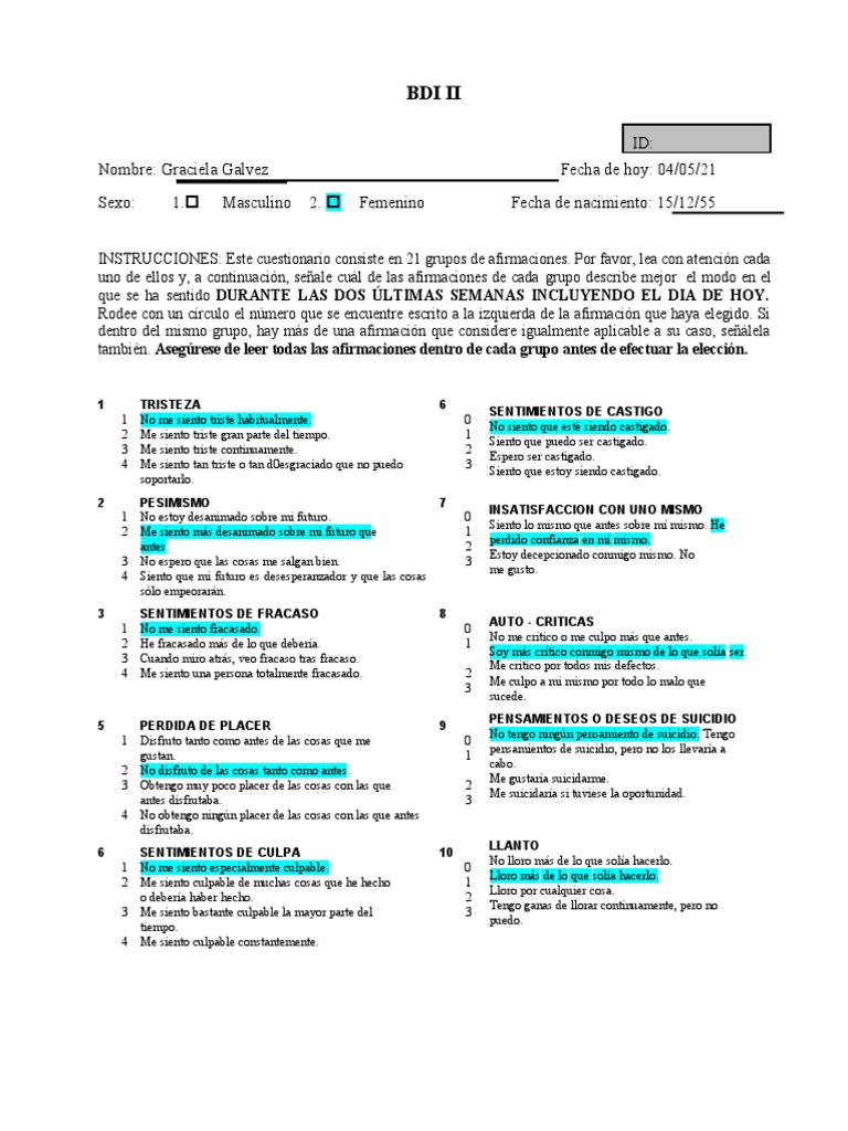 Bdi Ii | PDF