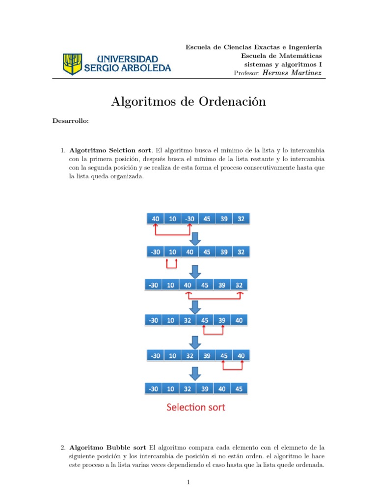 Algoritmo Taller Ordenamiento | PDF | Algoritmos | Matemáticas Aplicadas