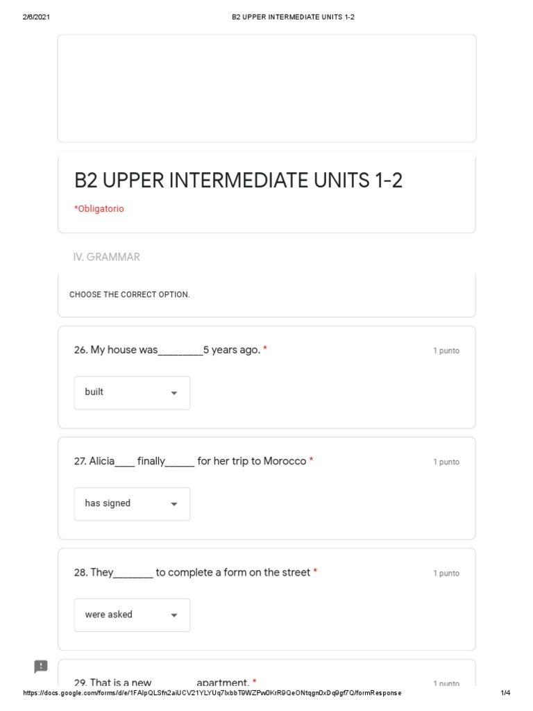 B2 Upper Intermediate Grammar Practice | PDF