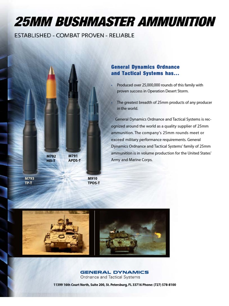 25 MM Bushmaster | PDF | Artillery | Ammunition