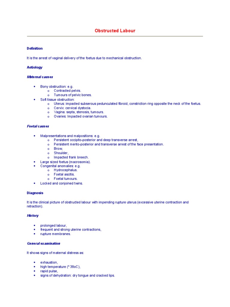 The Dangers of Obstructed Labor: A Comprehensive Review of Causes ...