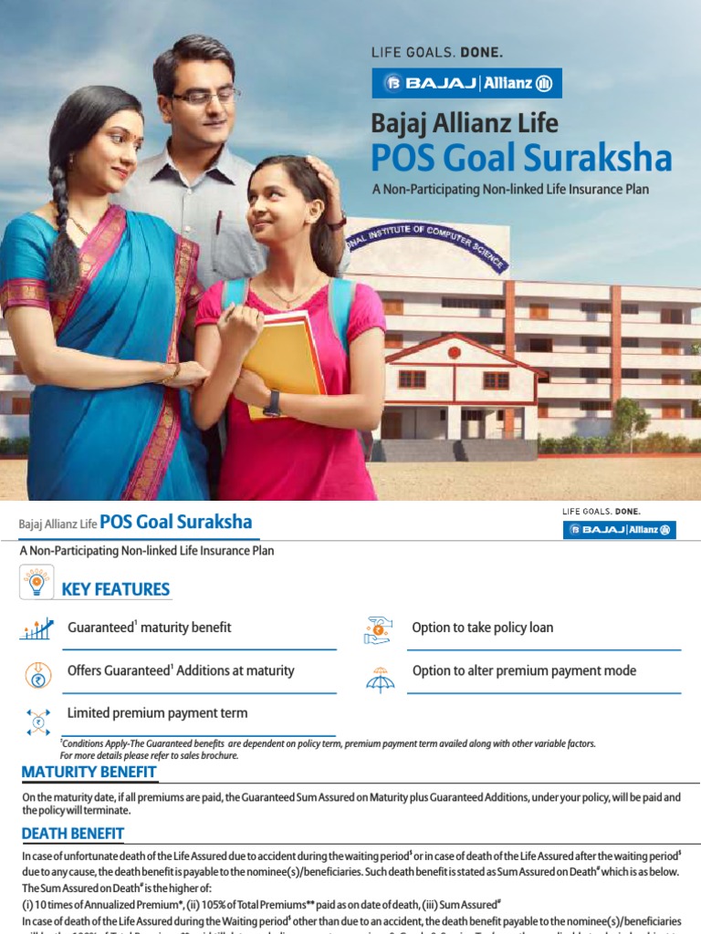 Bajaj Allianz Life POS Goal Suraksha Plan Summary | PDF | Life ...
