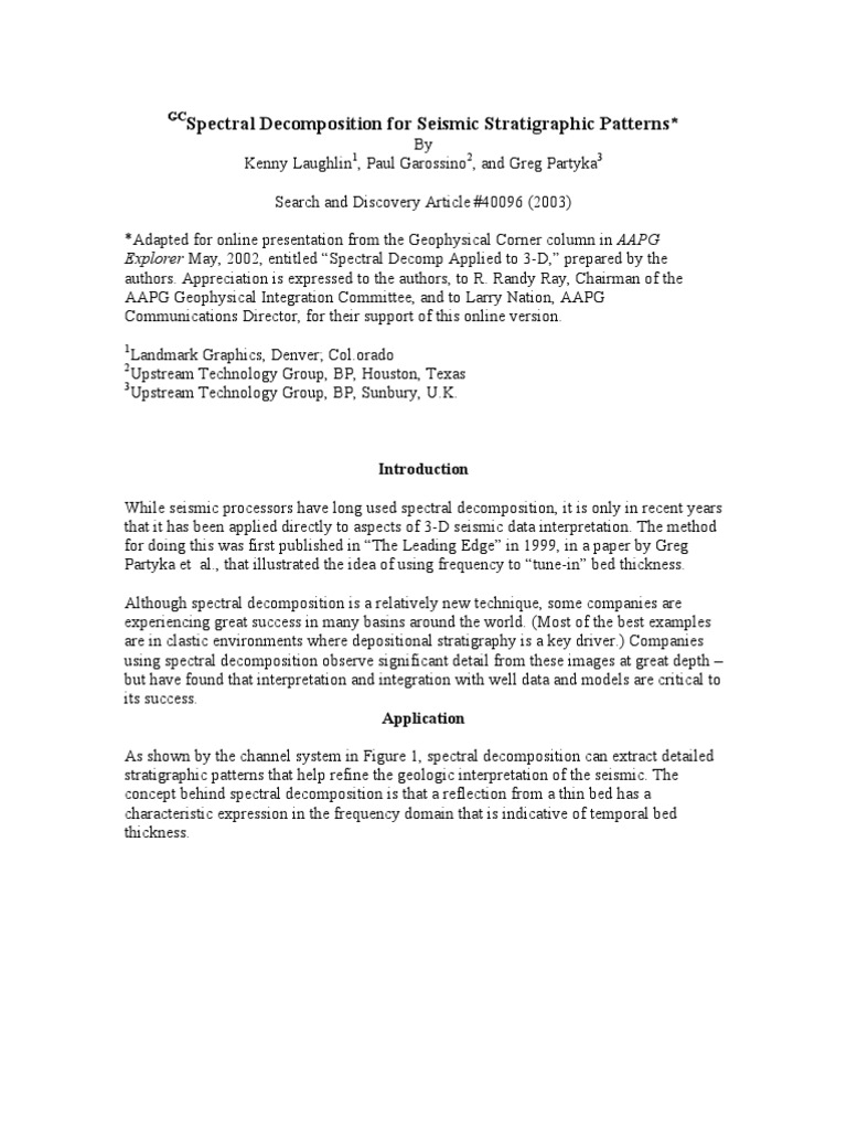 Spectral Decomposition For Seismic Stratigraphic Patterns | PDF ...