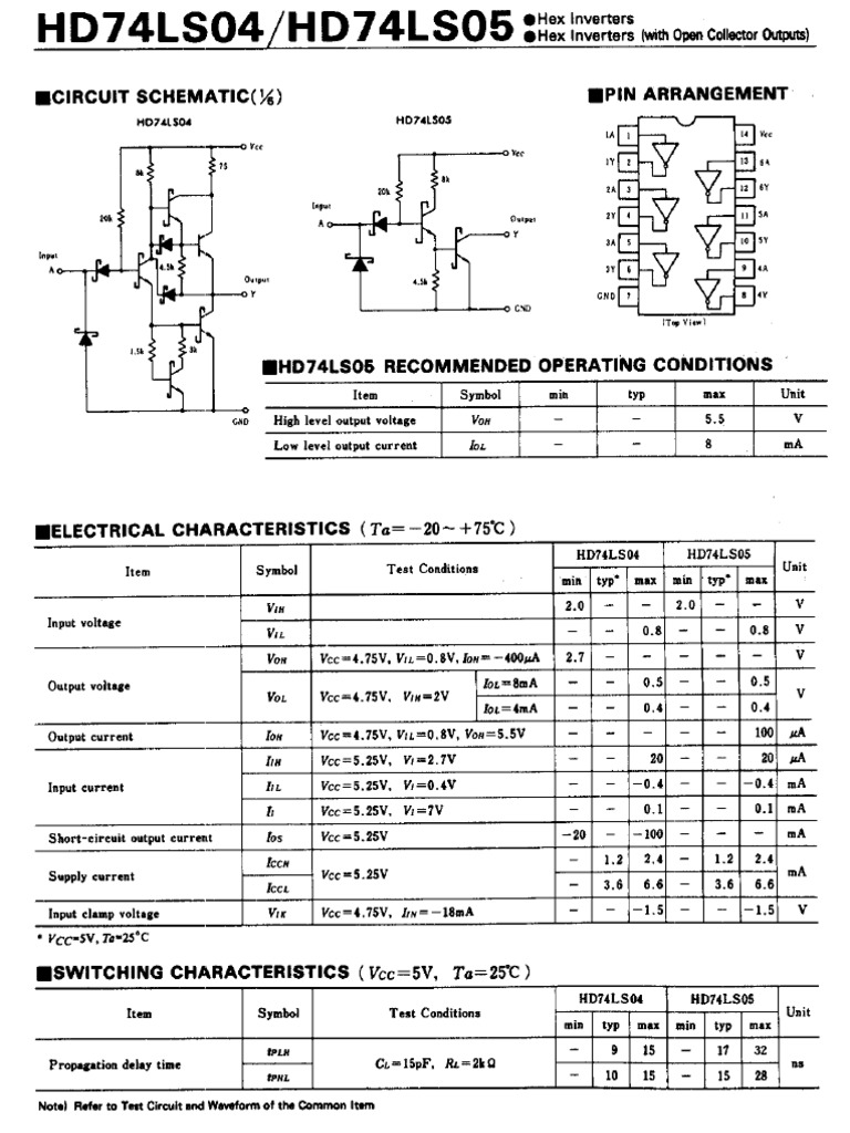 Ic 7404 (2) HD74LS04P | PDF | Reliability Engineering | Electricity