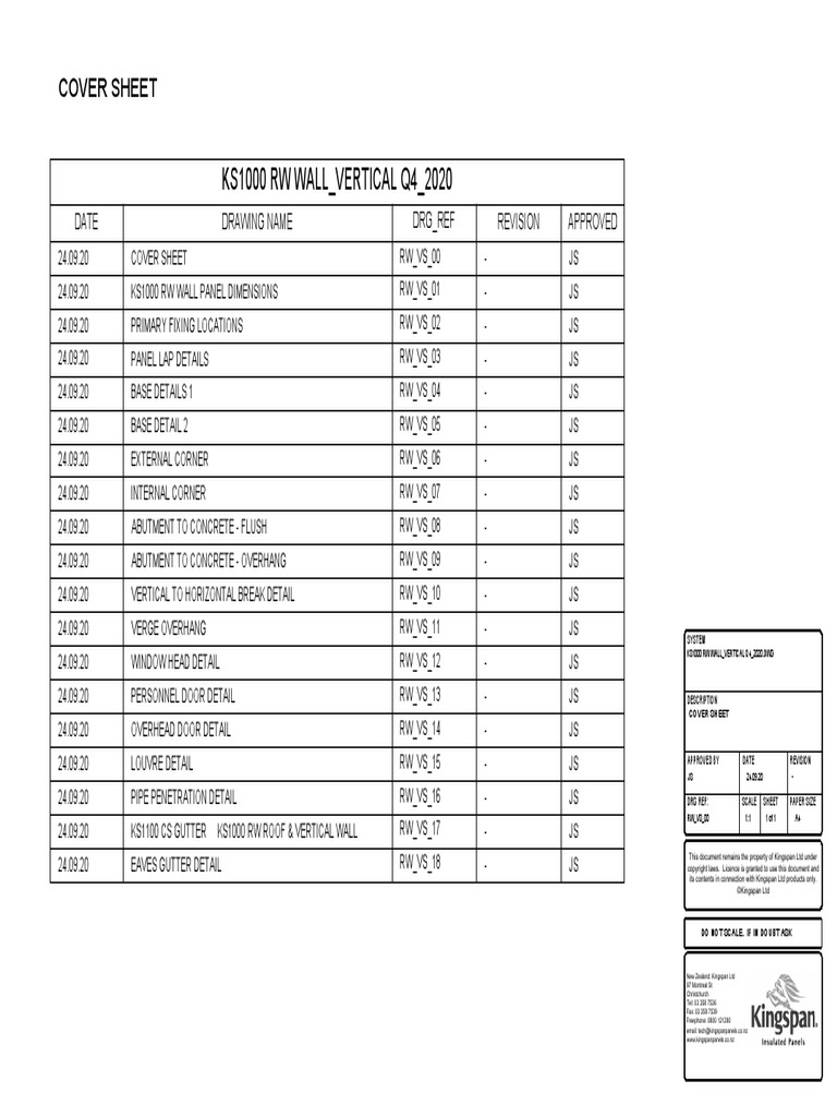 Kingspan Trapezoidal Wall Panel KS1000 RW CAD Wall Vertical Q42020 NZ ...