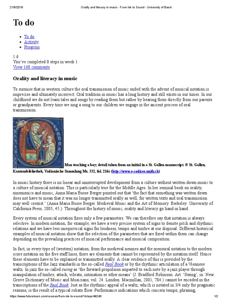 Orality and Literacy in Music - From Ink To Sound - University of Basel ...
