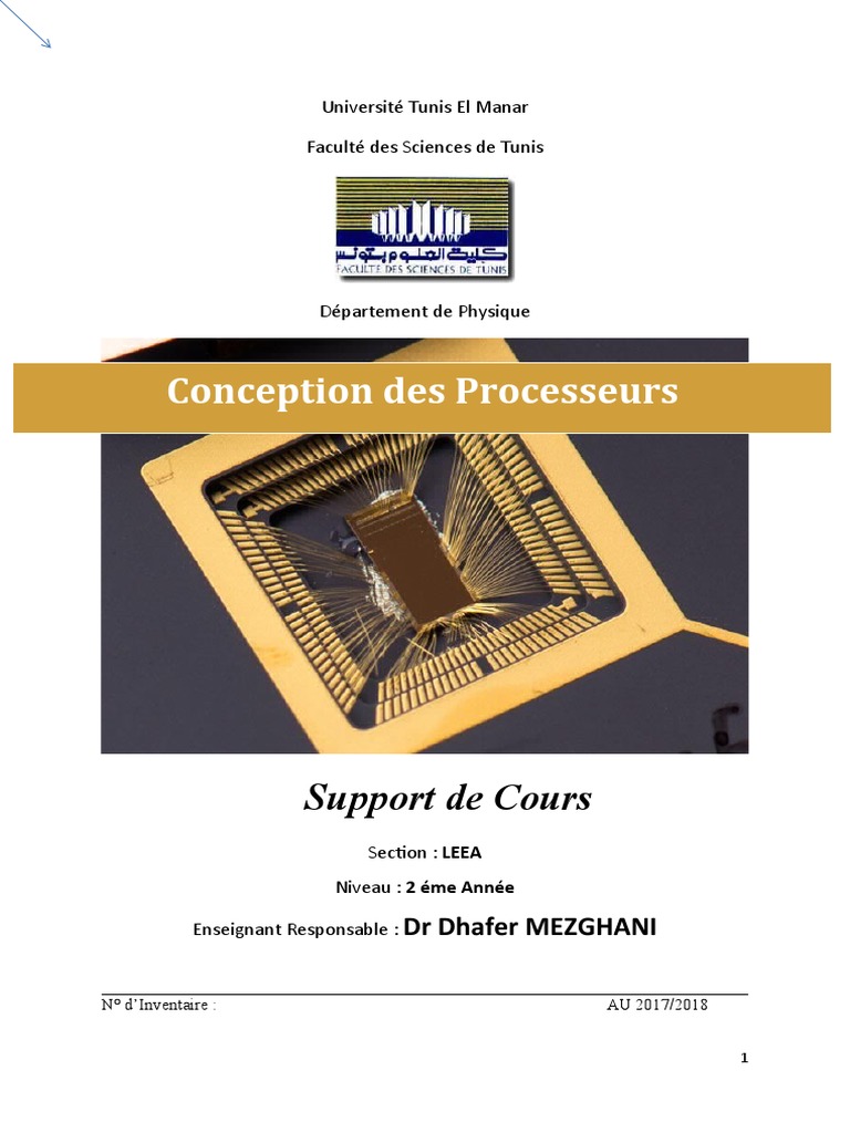 Cours - Conception Des Processers | Descargar gratis PDF | Processeur | Microprocesseur
