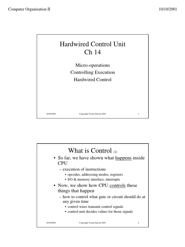 Hardwired Control Unit CH 14 | PDF | Central Processing Unit | Electronic Design