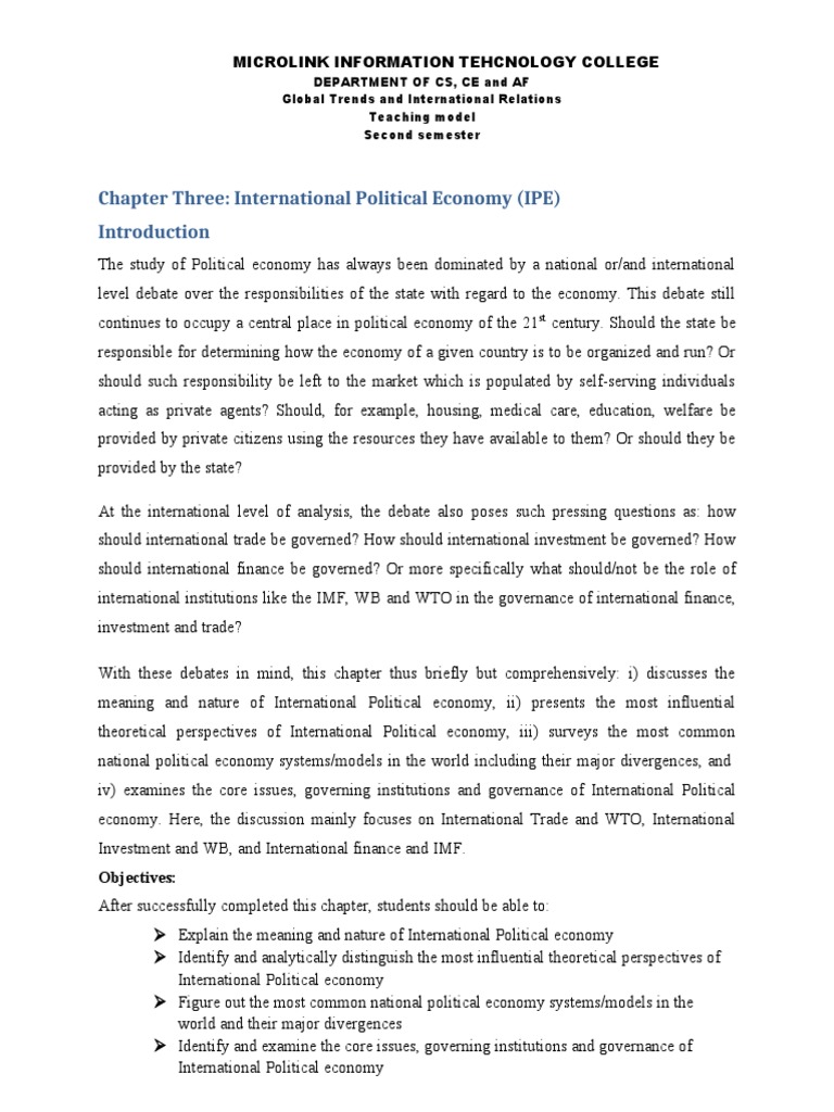 Chapter Three and Four - Global Trends | PDF | Industrial Policy ...