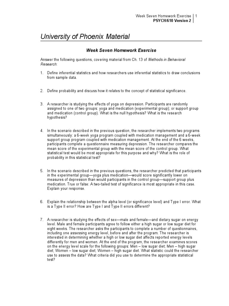 Psych610 r2 Homework Exercise Week7 | PDF | Type I And Type Ii Errors | Statistics