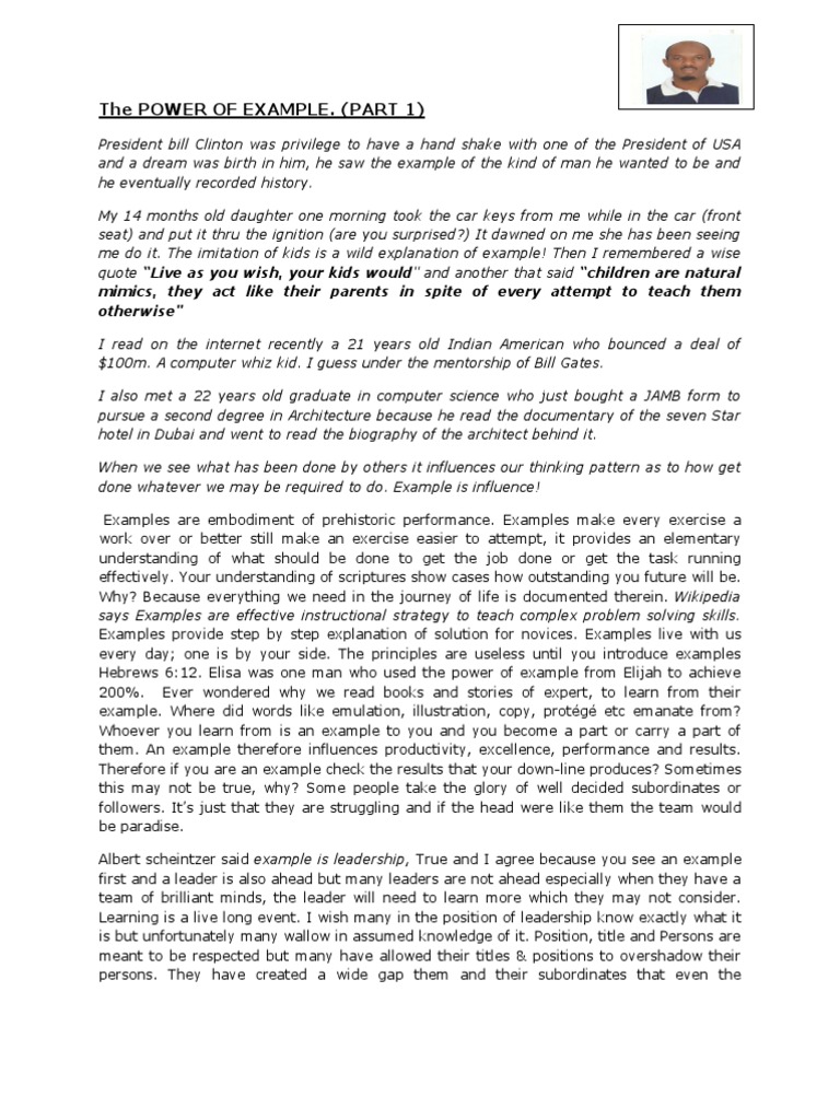 The Power of Example. (Part 1) | PDF | Forgiveness | Leadership