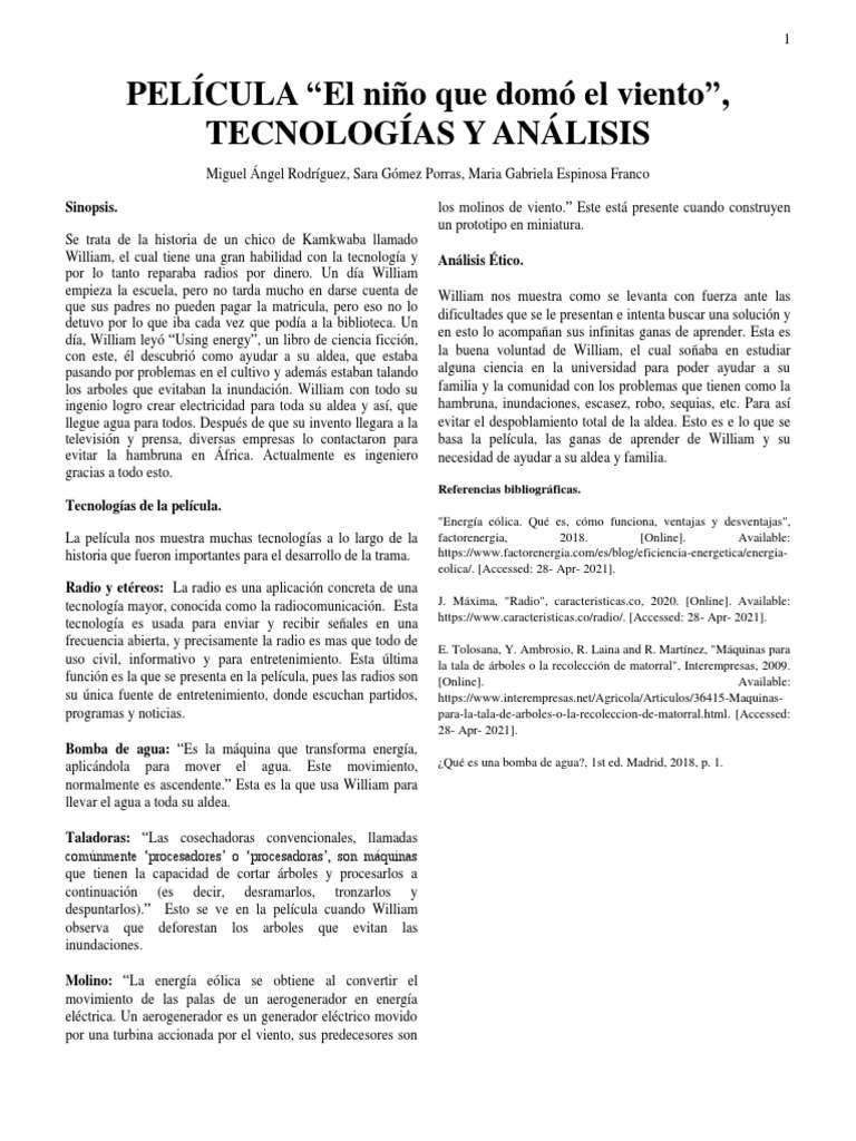 El Niño Que Domo El Viento | PDF | Turbina eólica | Energía y recursos