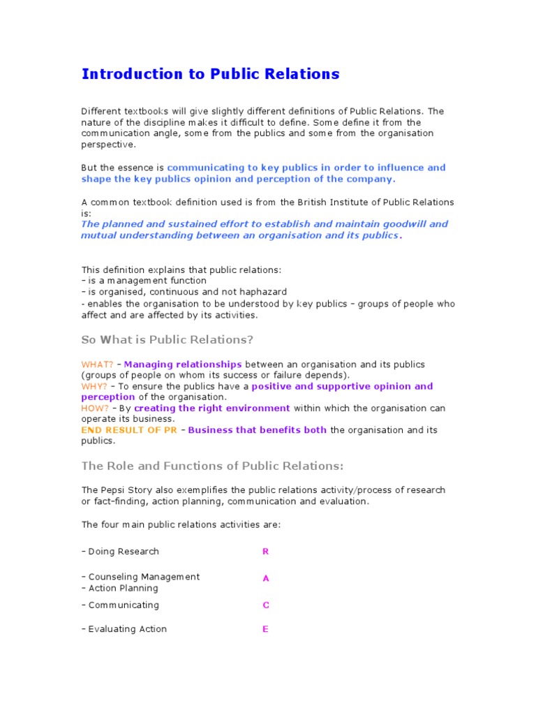 PR WK 1 Notes Intro To PR (Oct 10) | PDF | Public Relations | Mass Media