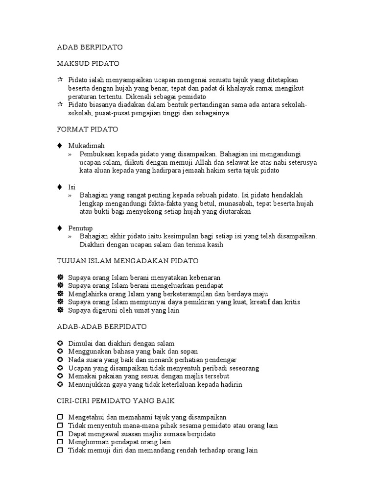 Adab dan Format Berpidato yang Baik | PDF | Karier & Perkembangan