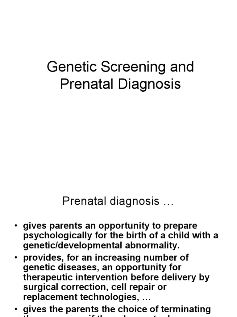 Genetic Screening and Prenatal Diagnosis | PDF | Fetus | Maternal Health
