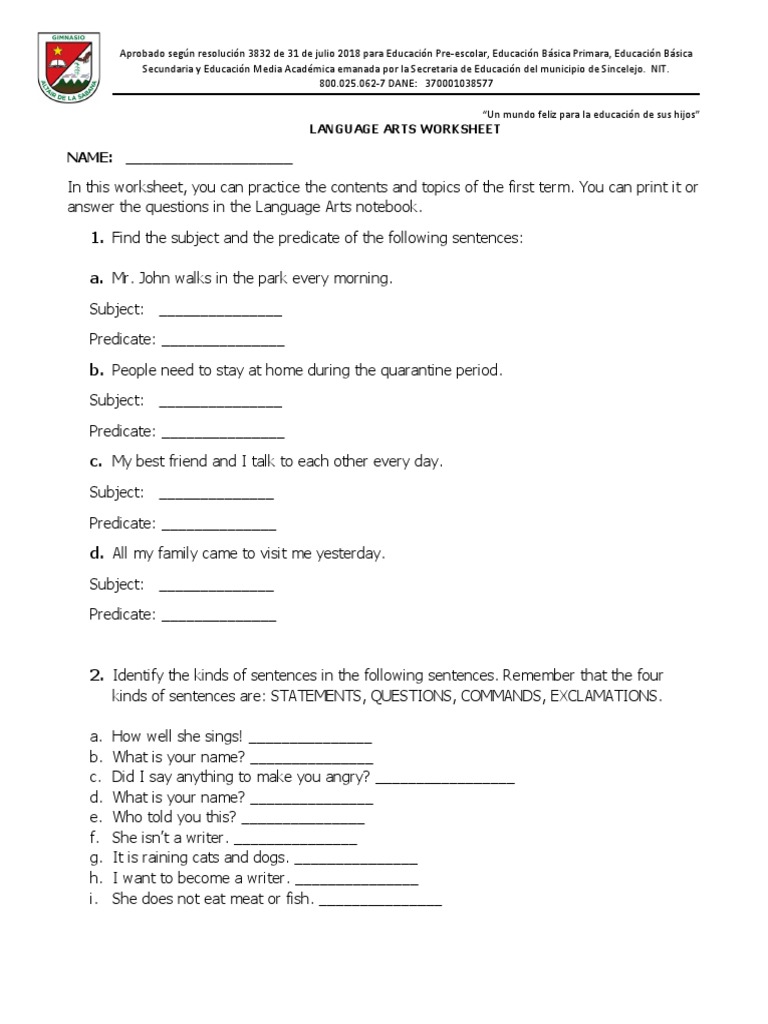 Language Arts Worksheet Platform | PDF