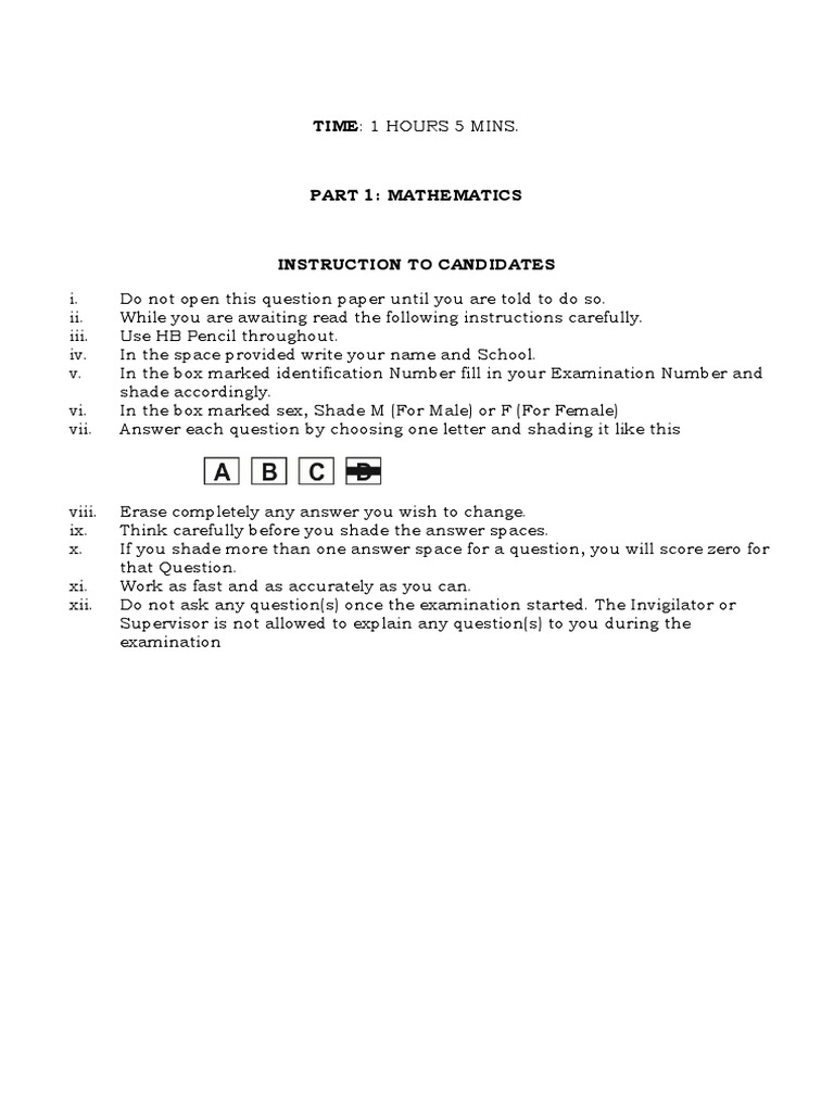 Mock Exam Past Questions For Primary Six Pupils | PDF | Test ...
