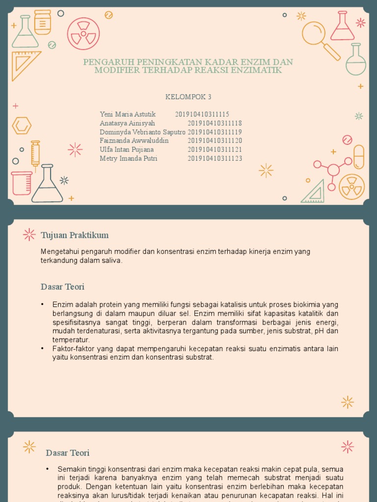 Pengaruh Peningkatan Kadar Enzim Dan Modifier Pada Reaksi Enzimatik | PDF