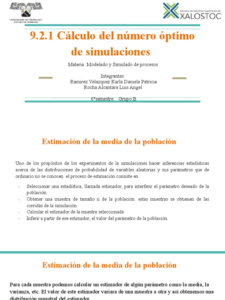 9.2.1 Calculo Del Numero Optimo de Simulaciones | PDF | Teoría de la estimación | Media