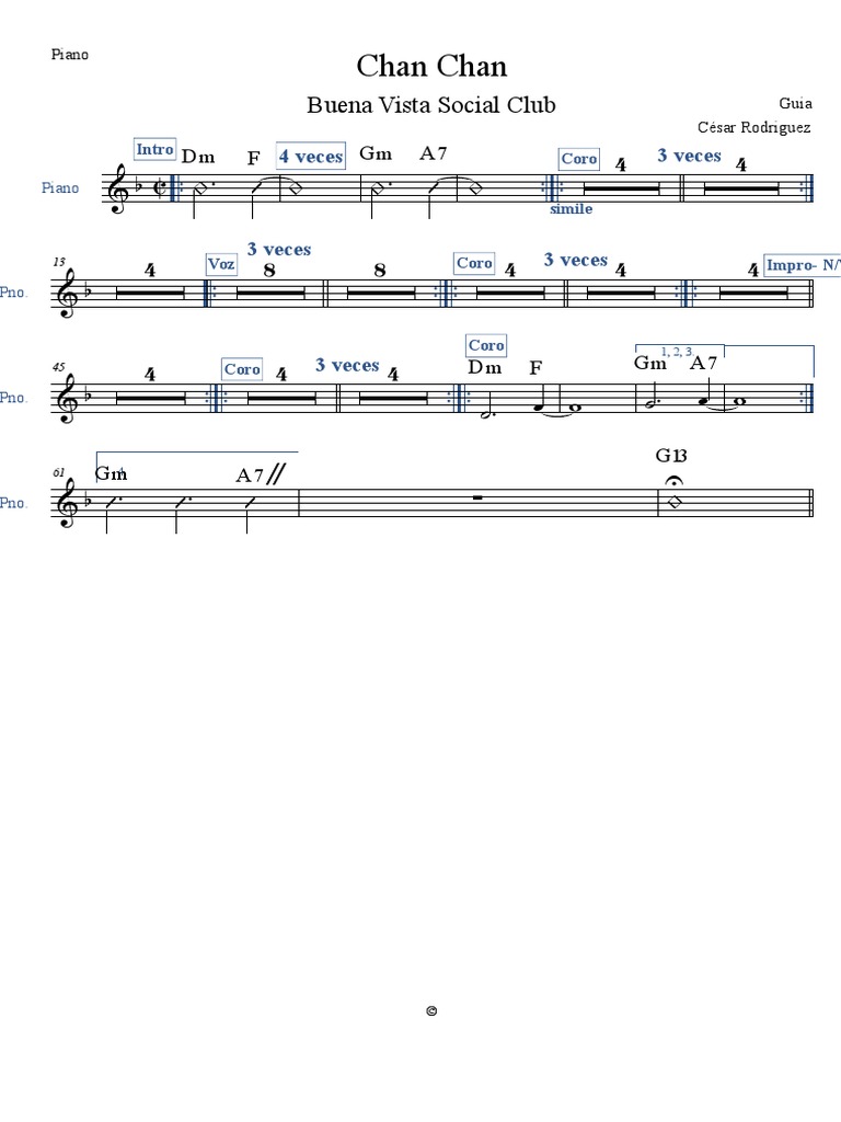 Chan Chan-La Linea - Piano | PDF | Entretenimiento (general)