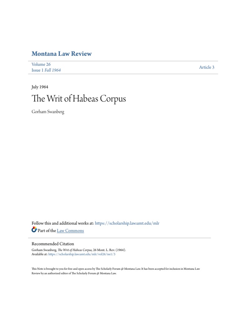 The Writ of Habeas Corpus | Download Free PDF | Habeas Corpus | Supreme ...