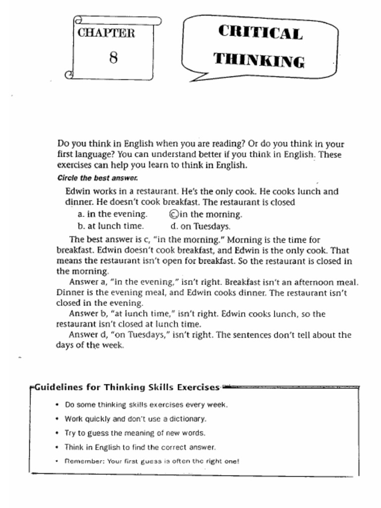 Critical Thinking Exercise 1 | PDF