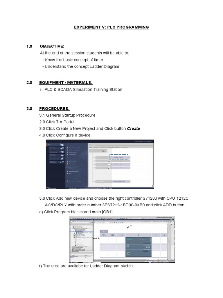 Experiment 7 PLC Programming | PDF | Programmable Logic Controller ...