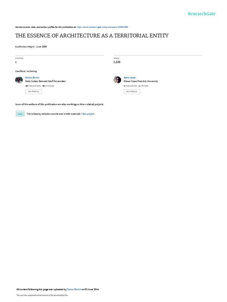 The Essence of Architecture As A Territorial Entit | PDF | Design | Idea