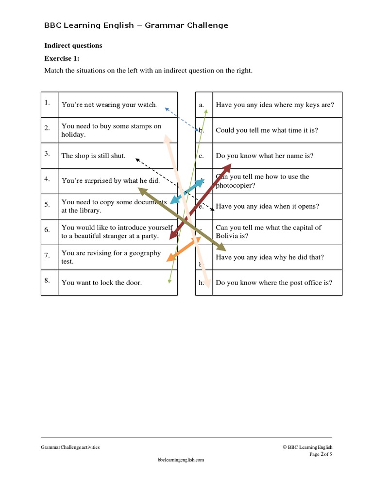 Indirect Questions Activity-2-3 | PDF