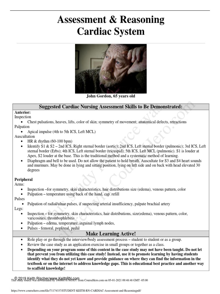 STUDENT KEITH RN CARDIAC Assessment and Reasoning | PDF | Pulse | Heart