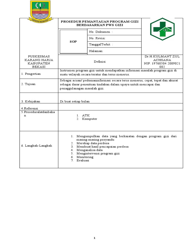 Spo Penyusunan POA Program Gizi | PDF