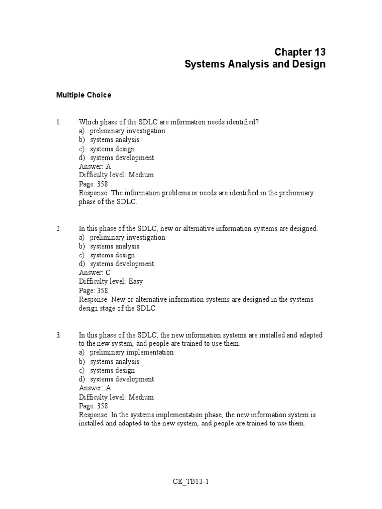 Chapter 13 Systems Analysis And Design Pdf Information Technology Management Systems Theory