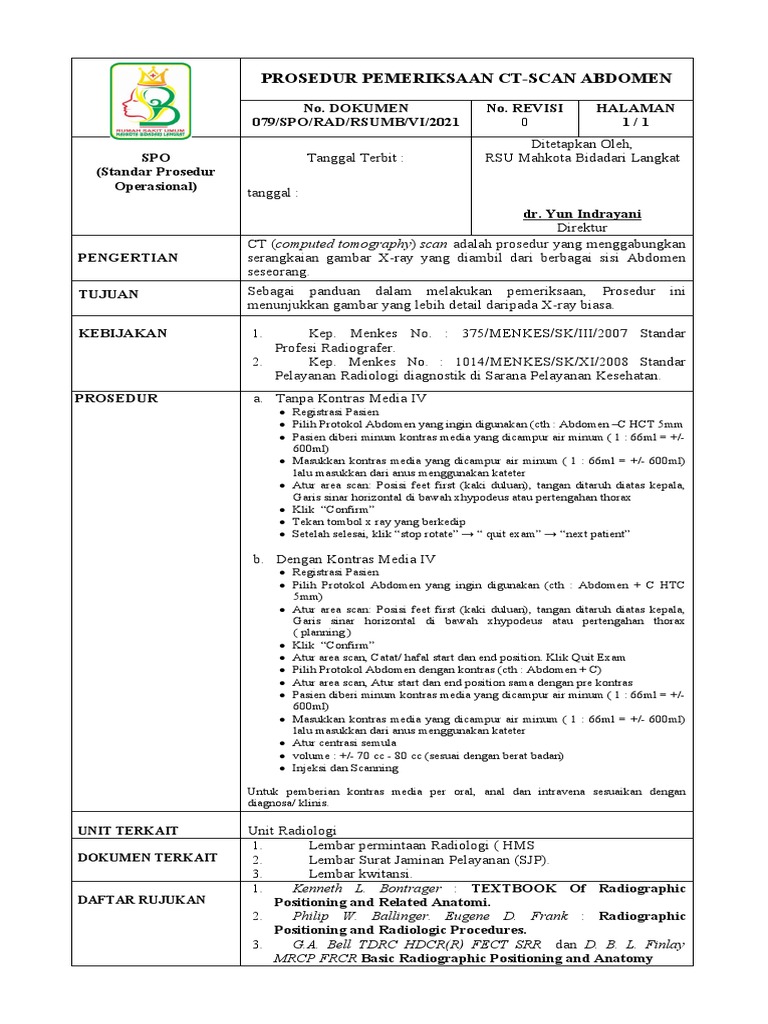 CT-SCAN ABDOMEN PROSEDUR | PDF