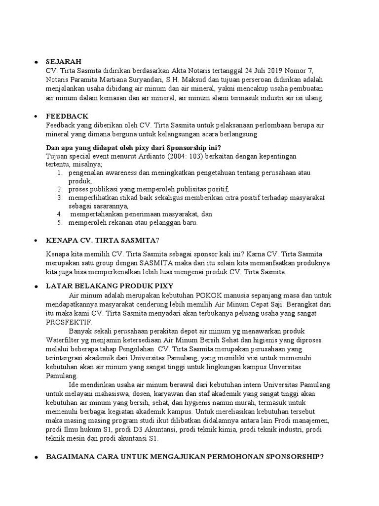 Cv. Tirta Sasmita | PDF