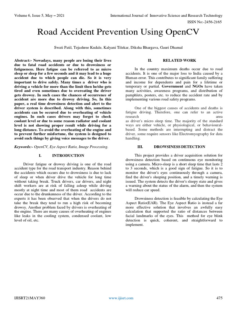 Road Accident Prevention Using OpenCV | PDF | Traffic Collision ...