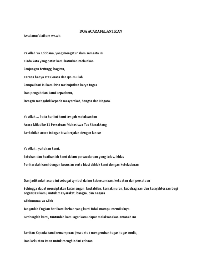 Doa Acara Pelantikan | PDF